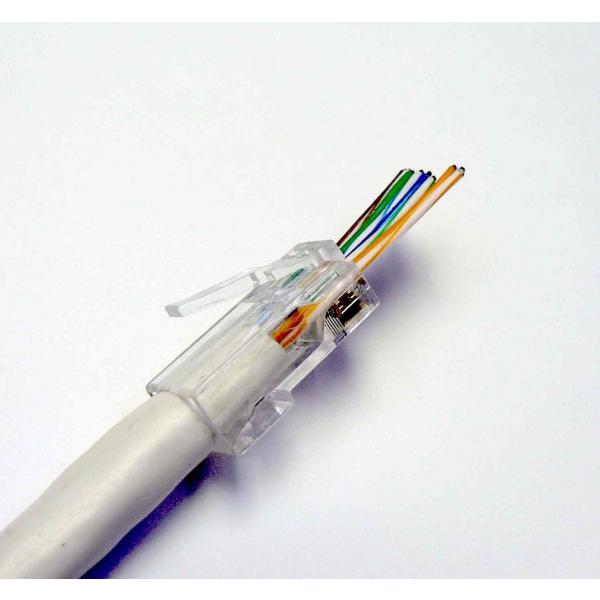 ほぼ失敗しない貫通型LANコネクタ従来のLANモジュラープラグとは違い、慣れていなくても取り付け簡単確実に結線できるのでケーブルチェックも安心。撚り戻しを最短にできるので高品質な工事が簡単にできます。従来のプラグの不安要素ケーブルの外皮を剥...