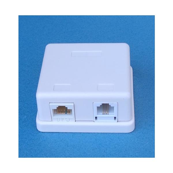 2回路用ローゼット　２個のモジュラージャックを内蔵しています。電話用・LAN用 各１個　1014c mj88c5※両面テープ付き【サイズ】縦59mm×横61mm×厚さ28mm(弊社発売の、ラバーマグネットで、金属製の壁・机　等に貼り付けるこ...
