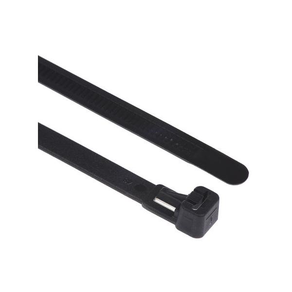 結束バンドリピートタイプ 再使用可能!　電線を束ねる仮止め用等に便利!釣り竿を縛ったり　結束バンドに色を塗って魚の尻尾に巻く取り外しが自由にできるため、何度でも使えて、経済的です。] 色　黒【サイズ】　長さ200mm×幅7.6mm　引っ張り...