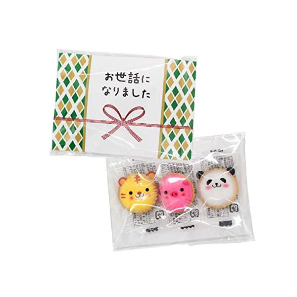 「商品情報」商品の説明届いたらそのまま渡せる、挨拶やお礼におすすめのプチギフトです。白、茶、ピンク、黄色の４種類の色で７種類の動物（パンダ、クマ、サル、ひよこ、トラ、うさぎ、ぶた）をデザインした一口サイズのヨーチクラッカーです。原材料・成分...