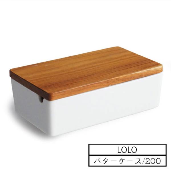 サイズ:約 幅15.6×奥行9.3×高さ5.3（cm）素材:本体：白磁蓋：天然木（チーク材/ウレタン塗装）重量:約540g原産国:本体：日本製蓋：タイ製●200gのバターがちょうどおさまる大きさの木蓋のバターケースです。●ベーシックな『美し...