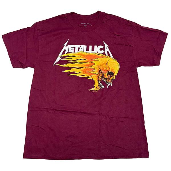 METALLICA (メタリカ) FLAMING SKULL Tシャツカラー : マルーン素材 : 100%コットンサイズM = 着丈 約72cm：身幅 約46cmL = 着丈 約73cm：身幅 約53cmXL = 着丈 約75cm：身幅 ...