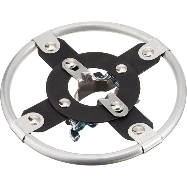 新雪歩行時にピッケルがもぐらずに使える新雪対策用。他社製のピッケルにも装着可能なピッケル用ラッセルリングです。材質 : リング部/アルミ製138mm、シャフト固定部/超分子量ポリエチレン製重量 : 90g材質：アルミと高分子量ポリエチレン製...