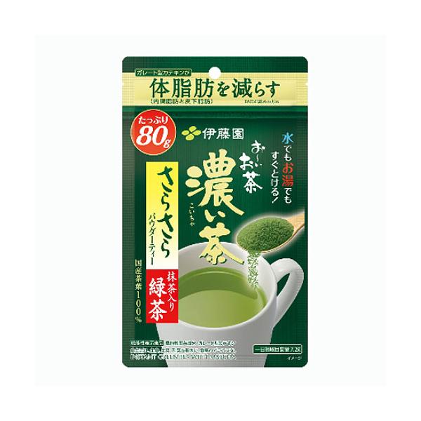 [ 商品説明 ]機能性表示食品「お〜いお茶 濃い茶 さらさら抹茶入り緑茶」は、カテキンを豊富に含む国産茶葉を選定し、渋みのある濃い味わいが特長のインスタント緑茶です。体脂肪（内臓脂肪と皮下脂肪）を減らす機能があることが報告されている機能性関...