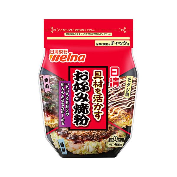 [ 商品説明 ]豚肉や海鮮と合わせたり、モダン焼にしたりと、いろいろな具材との組み合わせをたのしめるお好み焼粉です。保存に便利なチャック付。[ 原材料 ]小麦粉(国内製造)、食塩、砂糖調製品、かつおぶし粉末／加工でん粉、ベーキングパウダー、...