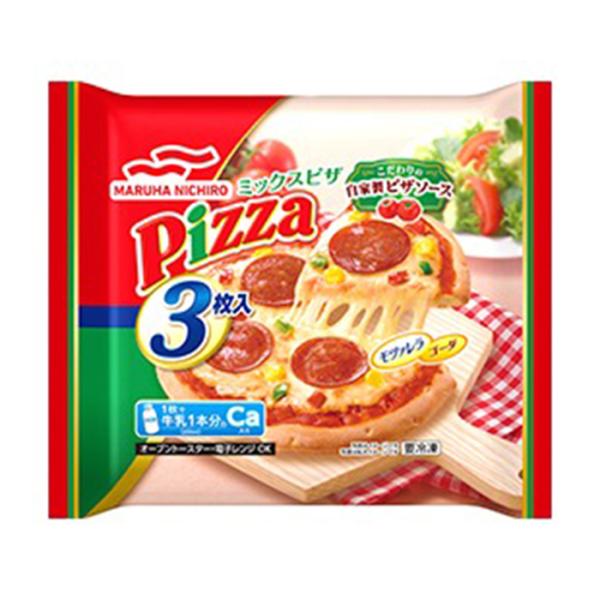 （商品説明）レンジでふんわり、トースターでサックリが楽しめる3枚入のお徳用ミックスピザ。(栄養成分）1枚(90g)あたりエネルギー228kcal、たんぱく質8.0g、脂質8.4g、炭水化物30.0g、ナトリウム450mg、食塩相当量1.1g...