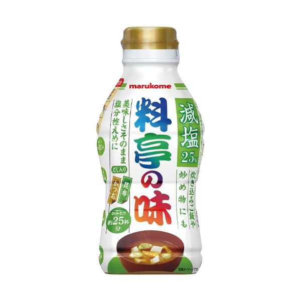 [商品説明]「液みそ料亭の味」のおいしさそのままに、ナトリウムを25％カットいたしました。使いたい量を調整でき、さまざまな料理に便利に使えます。[原材料]米みそ（国内製造）、発酵調味料、還元水飴、ぶどう糖、かつおエキス、かつお節粉末、たん白...