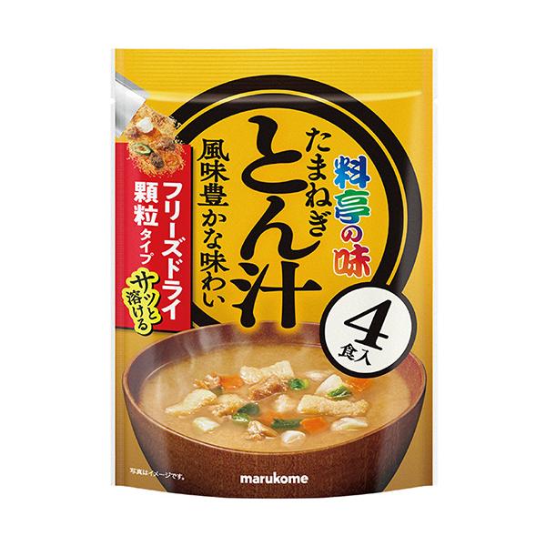 フリーズドライ顆粒タイプの即席みそ汁。人気のとん汁に4食入りを追加しました。具材には豚肉、油あげ、にんじん、ねぎ、たまねぎを使用。豚肉の旨みとたまねぎの甘みにこだわりました。[内容量]40ｇ（10ｇ×4食）[原材料]顆粒みそ（国内製造）（米...