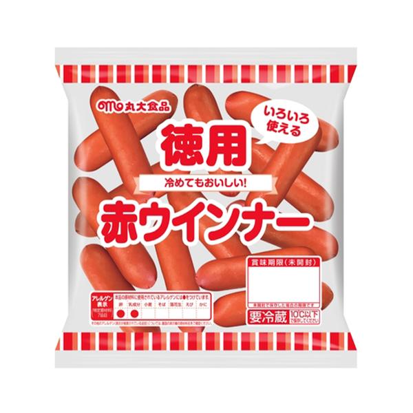（商品説明）いろいろなお料理にお使いいただける徳用タイプの赤ウインナーです。(原材料）鶏肉（国産又はタイ（５％未満））、豚脂肪、豚肉、結着材料（でん粉、植物性たん白、ゼラチン）、食塩、砂糖、香辛料／加工でん粉、調味料（アミノ酸）、リン酸塩（...