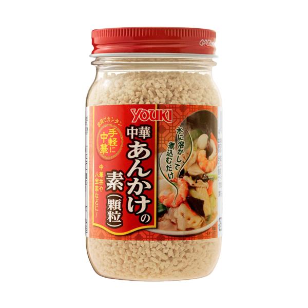 (商品説明)中華あんかけの調味とトロミがこれひとつで決まる、顆粒状調味料です。(原材料)でん粉（国内製造）、砂糖、食塩、チキンエキスパウダー、粉末醤油、ビーフエキスパウダー、野菜エキスパウダー、生姜粉末、にんにく粉末、胡椒／調味料（アミノ酸...