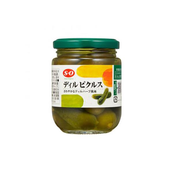 【商品説明】きゅうりをディルハーブの風味がさわやかな酢に漬け込みました。甘くないすっきりタイプのピクルスです。【栄養成分表】１瓶（固形量120ｇ当たり）(推定値)　エネルギー12kcal、たんぱく質0.4ｇ、脂質0.1ｇ、炭水化物2.3ｇ、...