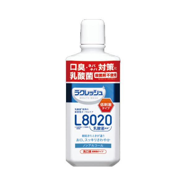 [ 商品説明 ]やさしいスッキリ感が好評のマウスウォッシュ。ノンアルコールで低刺激タイプです。健康なむし歯のない人の口腔内から見つけたL8020乳酸菌を使用殺菌剤不使用アップルミント風味[ 成分 ]基剤：水湿潤剤：PG、グリセリンpH調整剤...