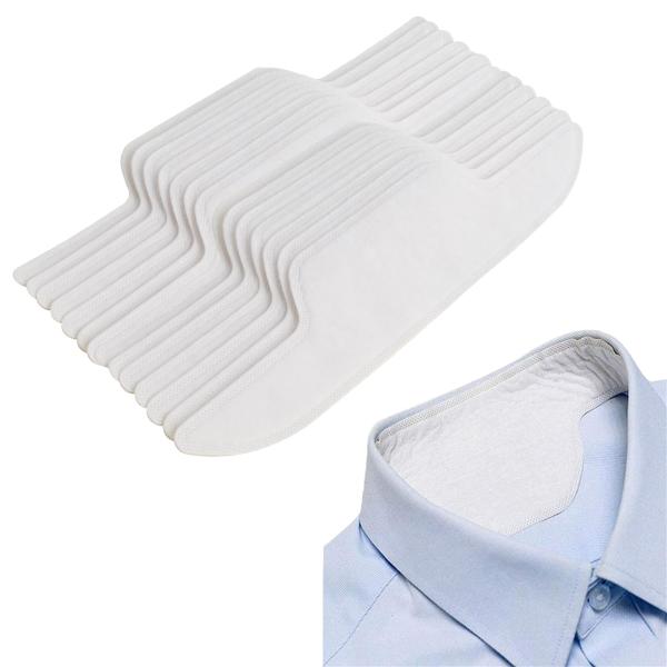 ? お得な100枚セット  ワイシャツなどご使用のシャツの襟にワンタッチで貼り付けるだけで汗の流れを防ぐ汗取りパッドのセットです。使い捨てなのでいつでも清潔にご使用いただけ、経済的にも優れた商品になります。? 汚れ防止  ワイシャツやブラウ...