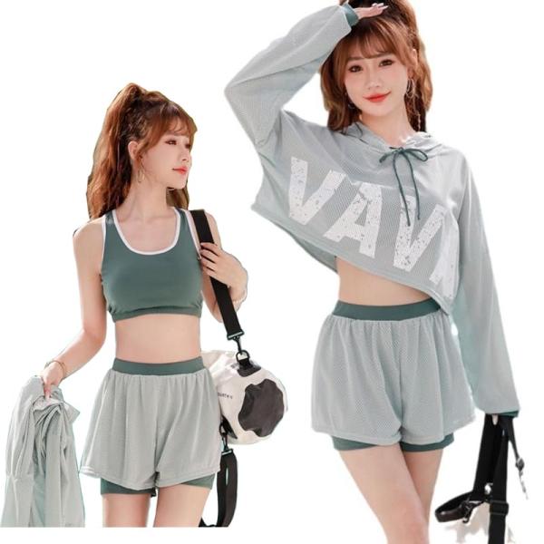 ? 商品内容:3点セット（スポーツブラ、パンツ、オーバーTシャツ）? サイズ M: 参考身長：150-158cm 参考体重：40-45kg L: 参考身長：158-163cm 参考体重：45-50kg XL: 参考身長：163-168cm ...