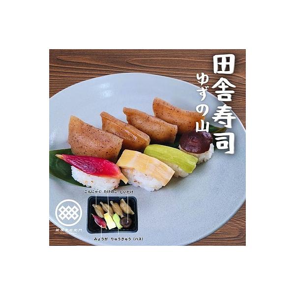 土佐の田舎寿司を冷凍しました。 柚子の効いた酢飯に、季節の野菜や山菜、蒟蒻などをネタにした寿司です。