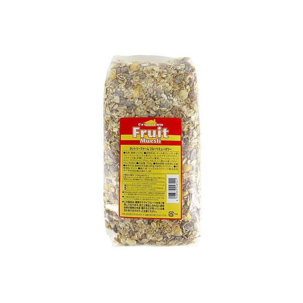 レーズン、イチジク、バナナ、りんご、桃の入ったミューズリー。ミルクやヨーグルトとどうぞ。