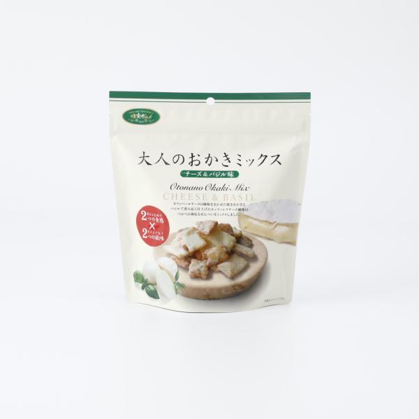 【発売日：2026年06月15日】国産米１００％使用！バジルの香りとチーズの風味を融合させたミックス煎餅です。