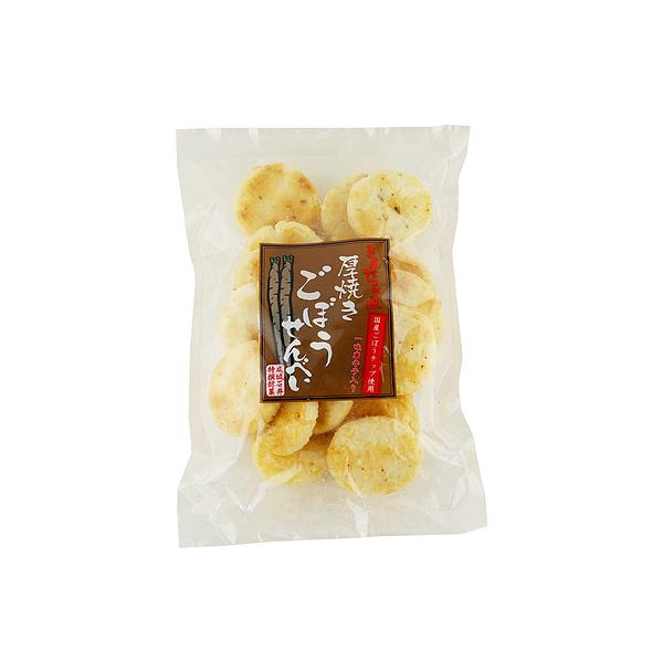 国産こしひかり米を使い、国産ごぼうチップを練りこみました。ピリリとしたきんぴら風に仕上げたお煎餅です。