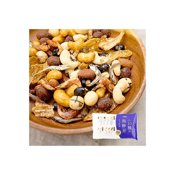 5種の豆菓子・3種の珍味・2種のナッツの合計10種がミックスされています。杉桶熟成再仕込み醤油を使用したオリジナルの豆菓子入りです。