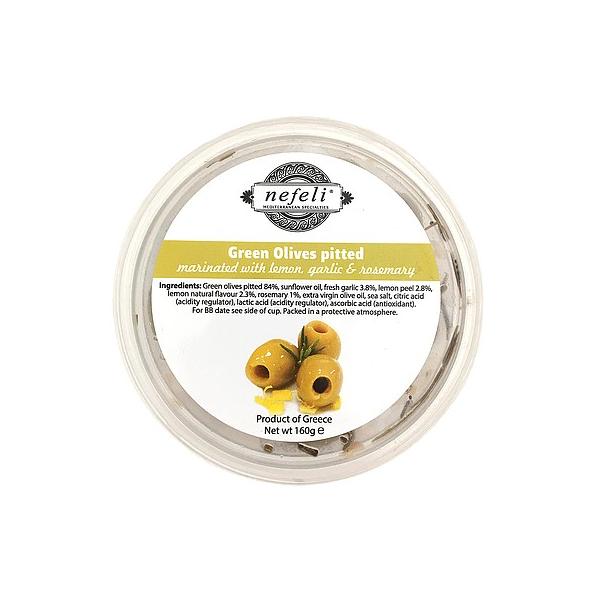 肉厚で香り豊かなギリシャ北東のハルキディキ種のオリーブを手摘みで収穫しました。レモン、ローズマリーでさっぱりと香り豊かな組み合わせです。