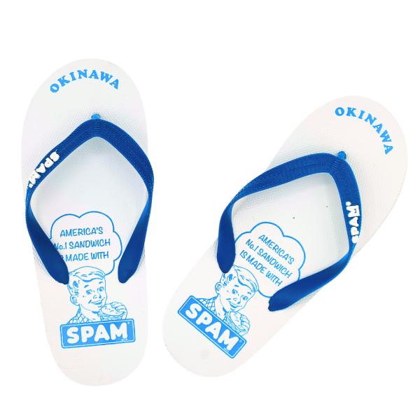 商品仕様:ブランド: SPAMカラー: ホワイト、ブルーロゴ: 上に小さく「OKINAWA」、下中央に「SPAM」のオールドボーイとロゴサイズ: 24, 26, 28cm素材: ゴム特徴: 快適でスタイリッシュなデザイン用途: ビーチ、カジ...