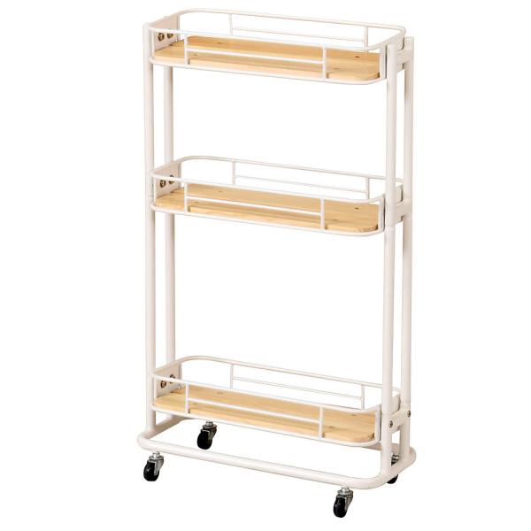 レトロな自転車の前カゴをモチーフにしたブルックリンスタイルのワゴンです。キッチンやランドリー、ワークスペースでちょっとした小物を収納するのにお使いいただけます。隙間を有効活用できるスリム幅20cmタイプ(隙間にて使用する際は、約22cmの有...