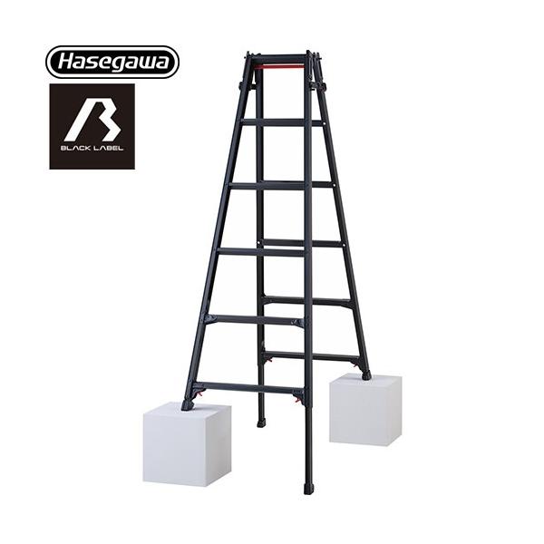 RYZB-18a 【特別配送】【代引不可】はしご・脚立 はしご兼用脚立 RYZB 6段 最大使用質量：100kg ブラックレーベルシリーズ アルミ合金 天板トレー形状 ワンタッチバー ブラック   【キーワード】Hasegawa / BLA...