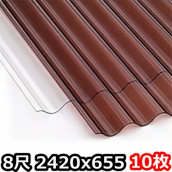 板厚0.7mmポリカーボネート波板 10枚セット片面特殊耐候処理済み。高品質で強度抜群の耐衝撃性に優れたポリカーボネート樹脂製です。高温・低温の温度差、耐熱、耐寒性に優れた強さを発揮し、-40℃〜+120℃の広い範囲で使用できます。採光性（...