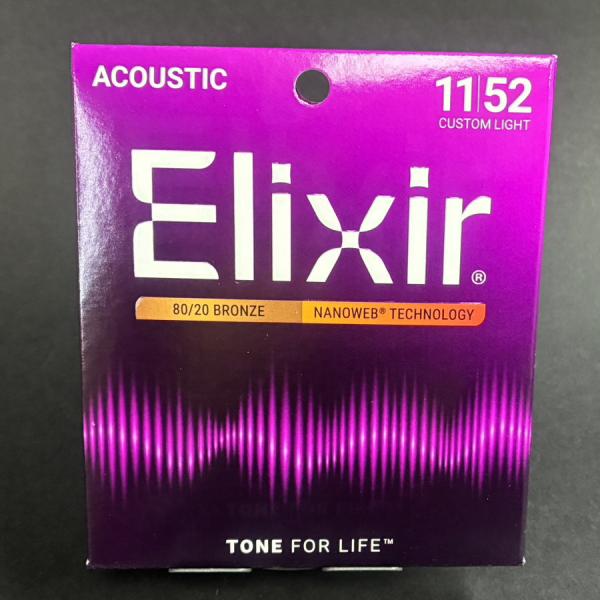 Elixir エリクサー アコースティックギター弦 NANOWEB 80/20ブロンズ Custom Light .011-.052#11027