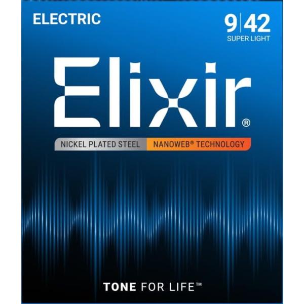 Elixir エリクサー エレキギター弦 NANOWEB Super Light .009-.042 #12002