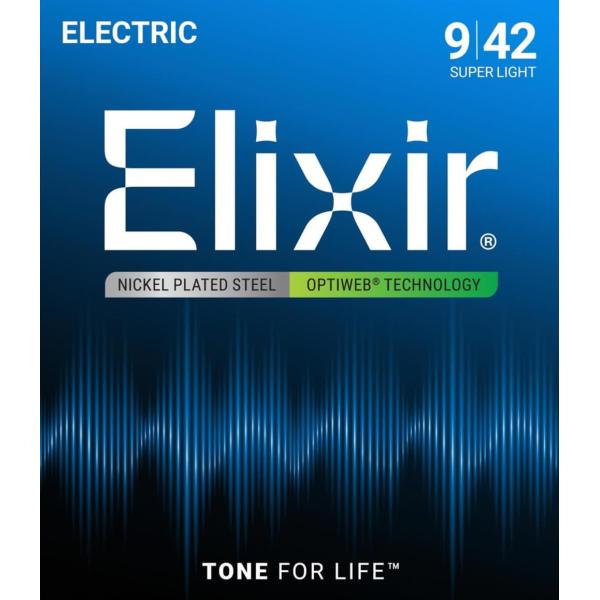 ELIXIR(エリクサー) Elixirエレキギター弦 OPTIWEB Super Light .009-.042 #19002