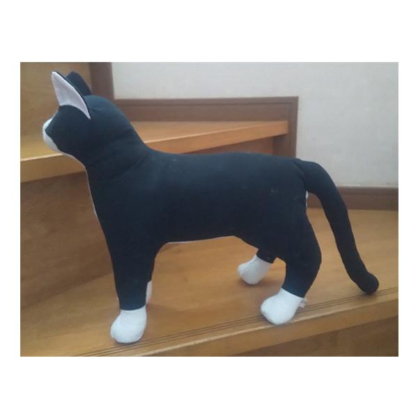 20220818sネコトルソー（中子型）白黒色 ネコ トルソー（クロネコ）2014外寸　13*W28(46)*H24(32)中子猫型材料　布と綿 ミシンにて製作新型紙での製作品