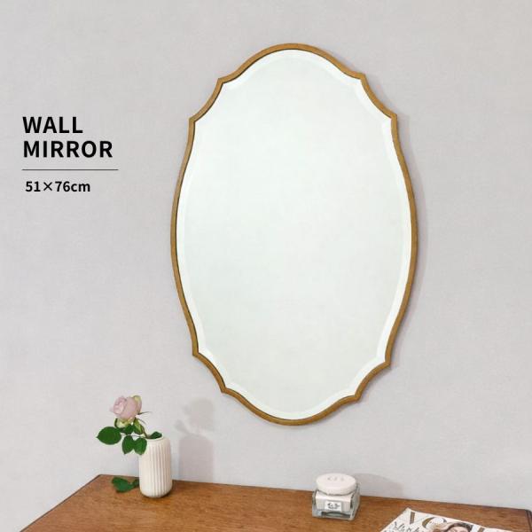 ■商品名Aure（オーレ）ウェーブミラー■サイズ幅51cm 高さ76cm 奥行1.8cm鏡のサイズ：幅48.5cm 高さ74cm■カラーゴールド■重量4.6kg■素材3mm厚ミラー■仕様1.5cm面取り加工タテ掛け・ヨコ掛け、両方お使いいた...