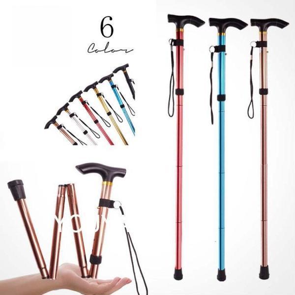 商品名杖 折りたたみ 軽量 ステッキ 介護 つえ おしゃれ 女性用 プレゼント リハビリ 男性用 高齢者 調整 ◆折りたたみ杖　1点■サイズ・長さ：約85cm-95cm ・素材：アルミ・重量：約235ｇ軽くてコンパクトで丈夫な軽量アルミ製コ...