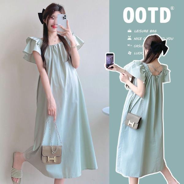 マタニティ 服 ワンピース 妊婦服 フレンチ袖 マタニティワンピース ロングワンピ 春 夏  スクエアネック 産前 産後 妊婦服 マタニティワンピース かわいいデート 誕生日 お祝い パーティー お呼ばれ お見合い お花見 お家デート 撮影...