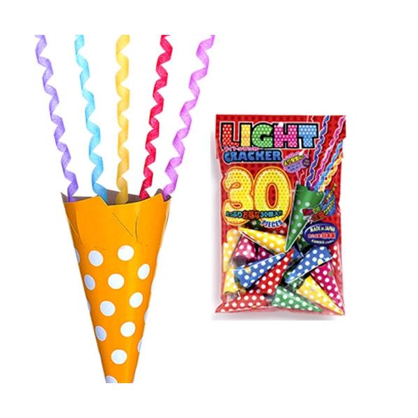 2袋限定にて特価です。パーティーに必須アイテムクラッカー・ライトクラッカー30個入5色紙テープタイプです。リーズナブルで人気の定番クラッカーです。テープが本体から離れて飛んでいきます。 ご卒業、ご入学、謝恩会や、開店、ご成人祝、ご栄転など色...
