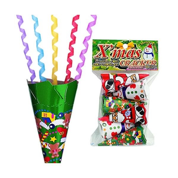 パーティーに必須アイテムクラッカー・クリスマスクラッカー（6個入り）5色紙テープ。クリスマス柄の可愛いクラッカーです。テープは離れて飛んでいきます。【商品内容】●商品内容/クリスマスクラッカー（6個入り）入り1袋●商品サイズ/180×110...