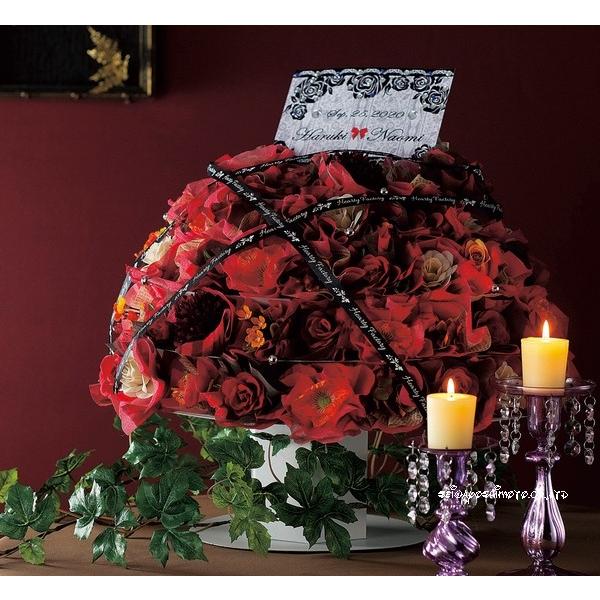 ウエルカムボードにもプチギフトにもオススメ・ボルドーローズ50個セットクラシックゴージャスなフラワーをアーティフィシャルドームにアレンジしました。ボルドーカラーが素敵です。ドラジェ3個入り1個×50個セットです。挙式日・新郎新婦様のお名前（...