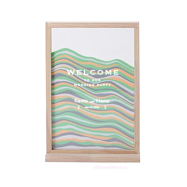 ウェルカムボード　ウェルカムサンドアート（ナチュラルグリーン）50名様対応ゲストの皆様と一緒に作り上げるウェルカムサンドアート。一度混ぜた細かい砂は、区別することができないので「結婚したふたりがひとりに戻ることはない」という意味が込められた...