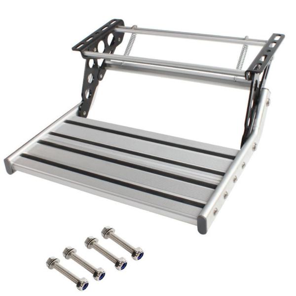 　＼車用 折りたたみ ステップ／　◆商品特徴　・車高が高いと乗り降りにひと苦労します。　　そんな時はこの手動ステップをお使いください。　・手前に引き出すようにして展開する手動タイプのステップです。　・耐荷重は150kg。　・スチールとアルミ...