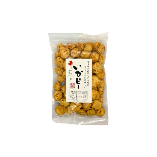 サクサクの柔らか食感、やめられない美味しさ。イカのうまみと塩味のシンプルな味わい。サクサクの柔らか食感にピーナッツが美味しい。おつまみにはもちろん、お子さまのおやつにも！【名称】豆菓子【原材料】落花生(ブラジル)、寒梅粉ミックス(でん粉、も...