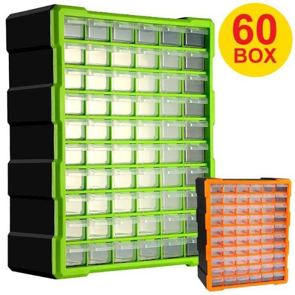 多用途に使えるパーツボックスです。10段6列でなんと！計60ボックス！！！小物をスッキリ、たっぷり収納できます♪ボックスは半透明なので中身が見えます。裁縫道具、アクセサリーパーツ、乾電池や鍵などの日用品や薬箱としても使えます！！使い勝手の良...