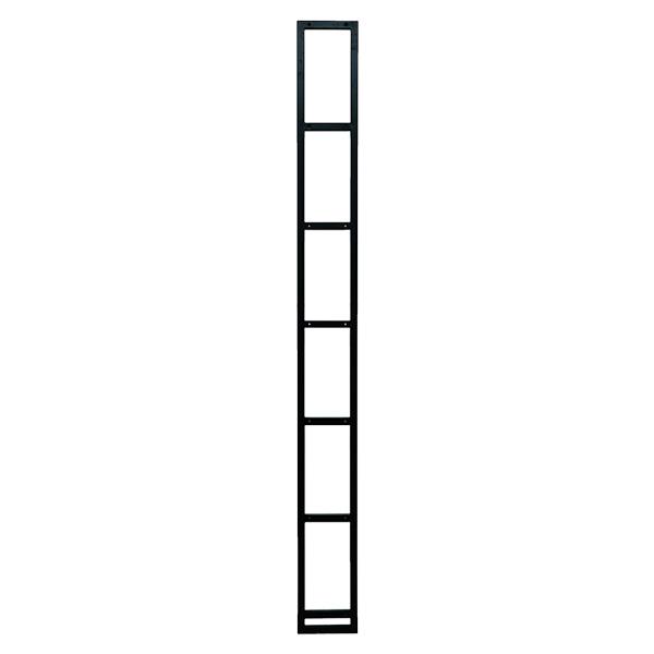 棚板と組み合わせてオリジナルラックが作れます。つや消しブラックのフレーム。鉄工ドリルでの下穴あけ不要！アイアンフレームNeo2は両側にL字金具取付用のネジ穴があいております。商品内容：本体(フレーム)のみ商品サイズ(約)：幅20×高さ202...