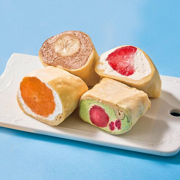 京料理「ほった」店主監修のフルーツづつみは、薄く焼き上げたクレープでフルーツとくりーむを包んだやわらかスイーツです。セット内容：ちーずいちご・ちょこばなな・抹茶べりー・くりーむみかん×各2サイズ：縦165×横225×高さ80mm食品アレルギ...