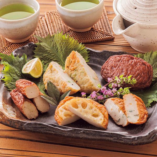 一番搾り菜種油で揚げる創業当時から変わらぬ懐かしい味わいのさつま揚げです。セット内容：棒天7本、野菜丸5枚、つけあげ天4枚、ごぼう天、れんこん天、磯の香天サイズ：縦225×横160×高さ40mm食品アレルギー特定原材料使用：大豆賞味期限：出...