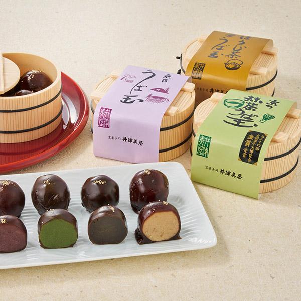 京都を代表する伝統の和菓子 うば玉4種の詰合せ。セット内容：京乃うば玉・京の抹茶うば玉・栗うば玉・ほうじ茶うば玉 各5個入サイズ：縦230×横230×高さ70mm食品アレルギー特定原材料使用：対象なし各種条件：簡易包装/冷凍お届け期間：20...