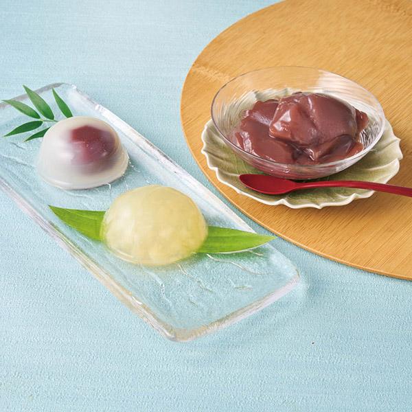 旬の果実白桃をご堪能できる江戸桃よと、夏の定番水菓子水羊羹の詰合せ。セット内容：水羊羹110g・江戸桃よ78g×各3、葛水まんじゅう×3サイズ：縦255×横255×高さ57mm食品アレルギー特定原材料使用：乳,もも,りんご各種条件：簡易包装...
