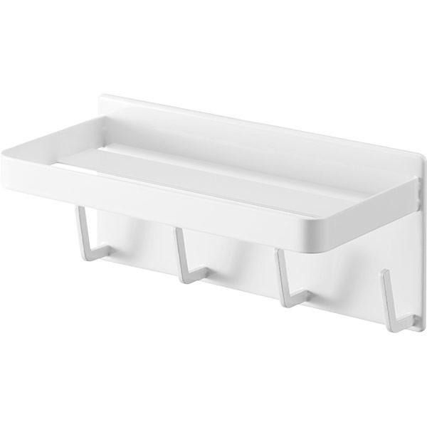 磁石で浴室に簡単取付マグネットが付く浴室壁面に簡単取り付けのラック＆フック。ディスペンサーボトルの追加棚として便利。石鹸・歯ブラシ・タンブラーなどの収納にも。水切れの良いミゾ付きトレー構造。壁面を傷付けにくく、錆びないラバータイプのマグネッ...