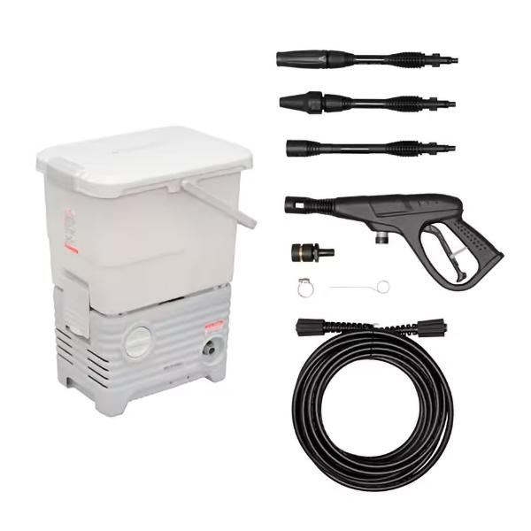 近くに水道(蛇口)がなくても使えるタンク式高圧洗浄機です。フタ付きのため、移動の際に水がこぼれる心配がなく、使用しないときには本体をタンク内に収納できてコンパクト。約50℃の温水が使用でき、油汚れなどを落としやすくします。静音タイプ。洗車や...