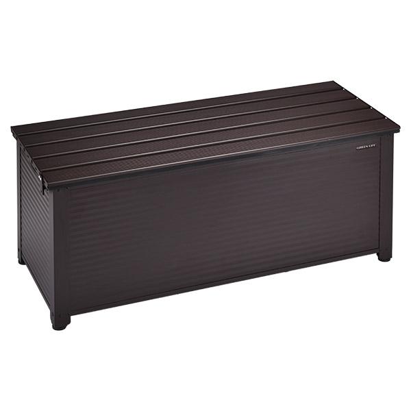 軽量で耐久性に優れたベンチ型収納ボックス。ガーデニング用品などの収納にピッタリ！灯油缶の収納も可能です。収納物の盗難防止に南京錠を装着可能(南京錠別売)※南京錠はΦ5mm以下の吊り軸推奨商品サイズ(約)：幅114×奥行45.6×高さ48cm...